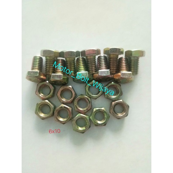 Jual BAUT MUR M6X10 KUNING BMK M6X10 PANJANG 1 CM ISI 10 PCS | Shopee Indonesia
