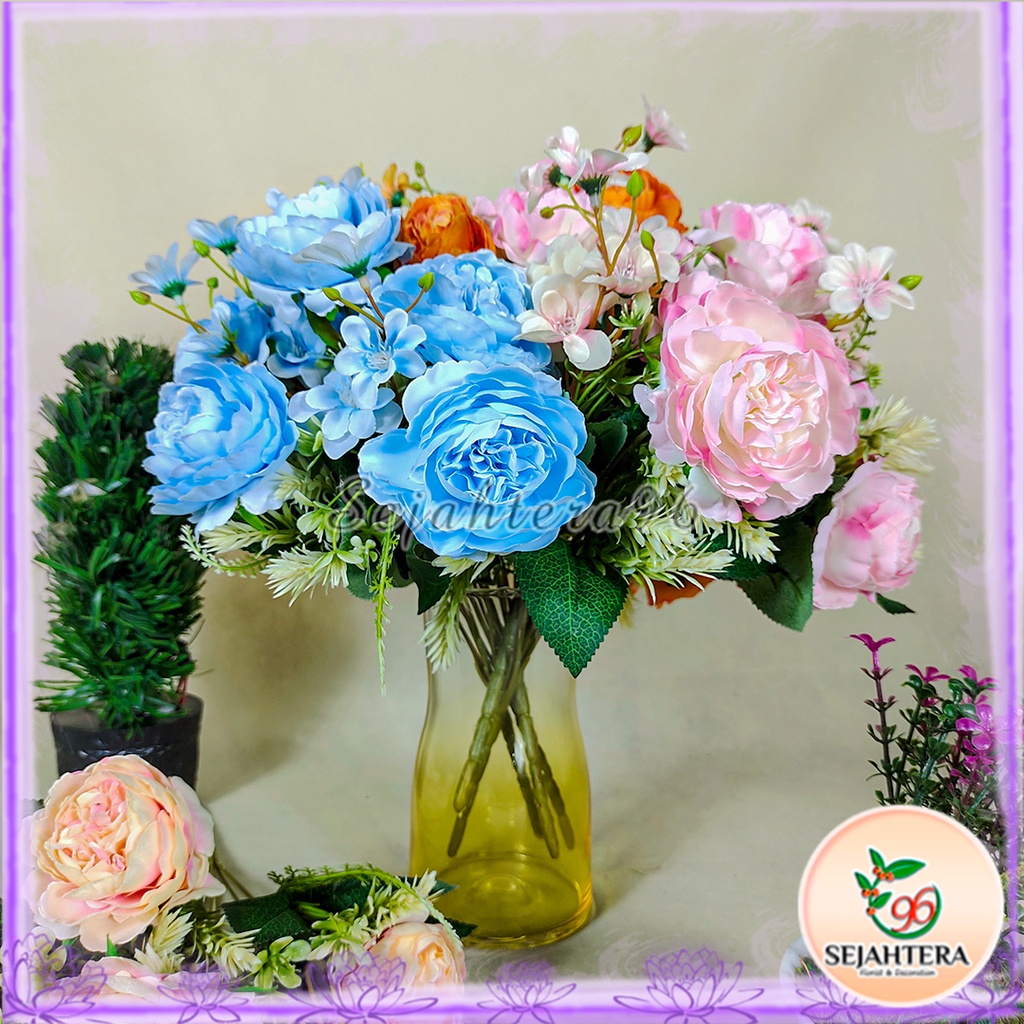 Jual Bunga Peony Gerigi Cabang 7 Artificial - Bunga Hiasan Dekorasi ...