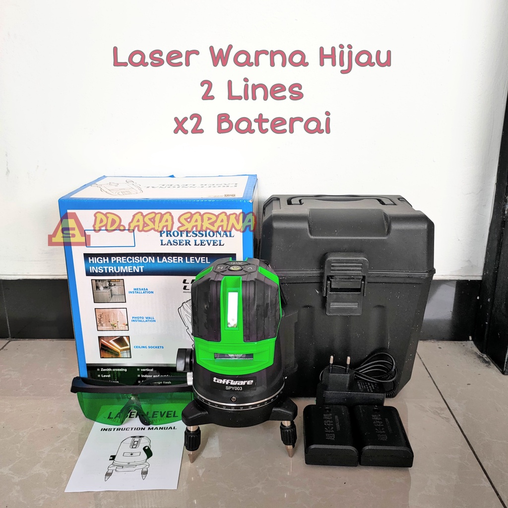 Jual Meteran Cross Laser Level 2 Lines Hijau Self Leveling Waterpass ...