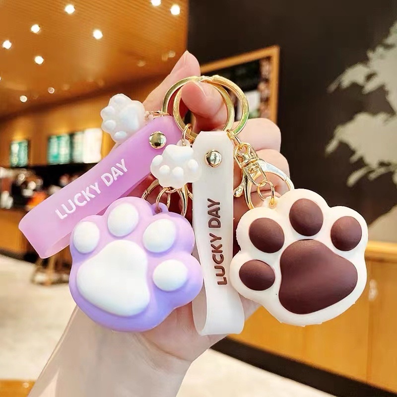 Jual BERNARDO Colorful Women Key Chain Creative Cartoon Animal Cat Paw ...