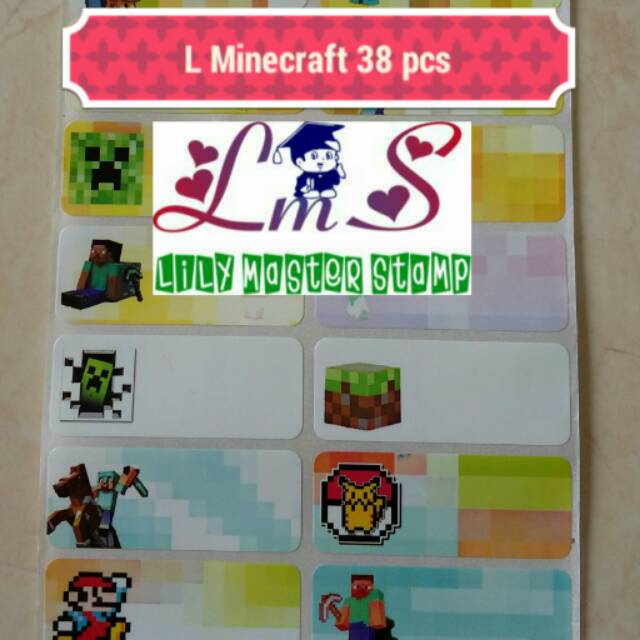 Jual Stiker Nama Label Nama Waterproof Size L Minecraft | Shopee Indonesia