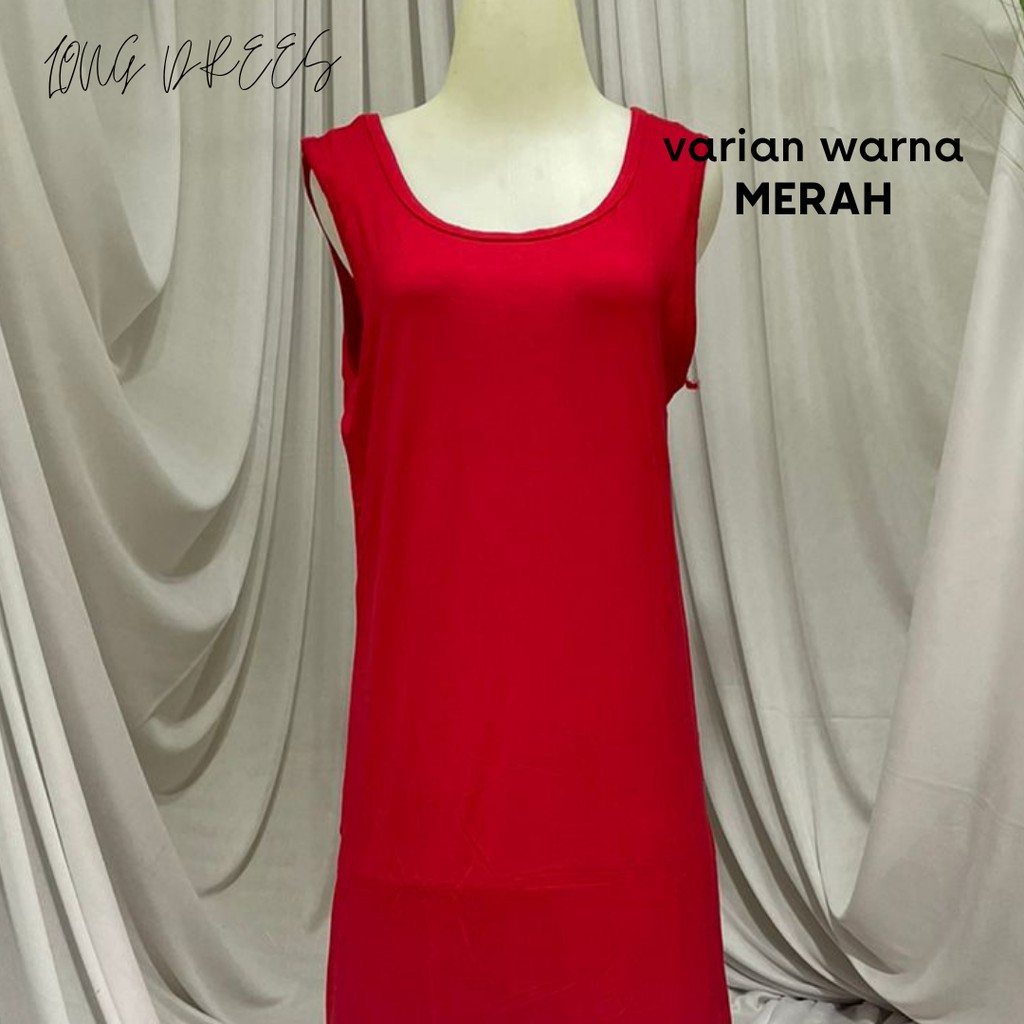 Jual LONG DRESS TANPA LENGAN POLOS / INNER DRESS LEHER U PANJANG BAHAN ...