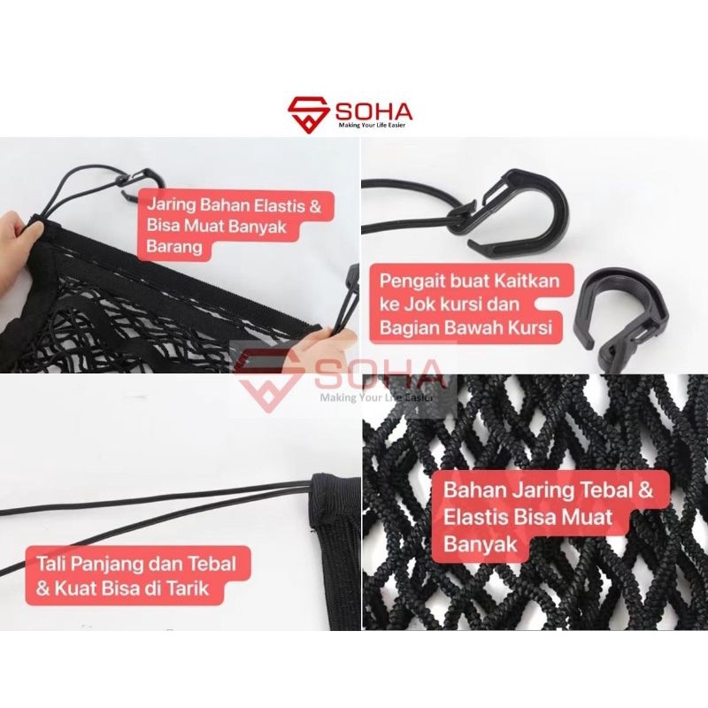 Jual AM-04 Car Seat Net STORAGE Organizer Jaring 2 Lapis Bisa Untuk ...