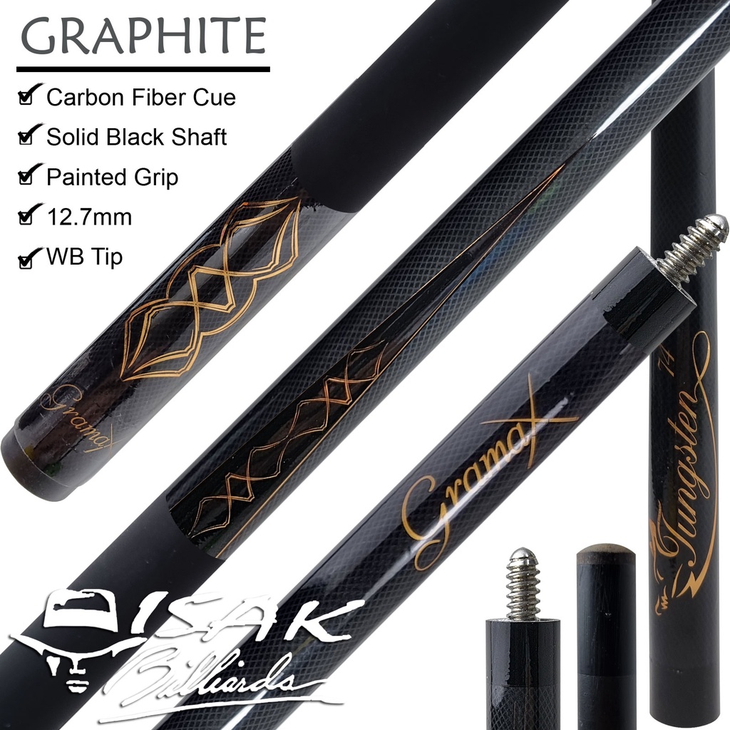 Jual GramaX Carbon Fibre Graphite Cue 12.7mm | Tungsten Black Shaft ...