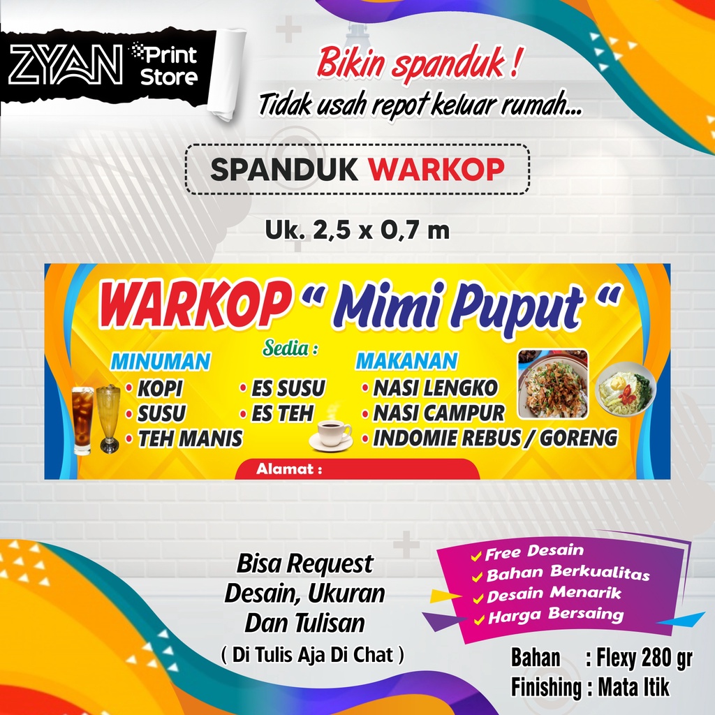 Jual SPANDUK BANNER WARKOP / WARUNG KOPI | Shopee Indonesia