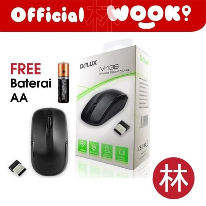 Jual DELUX M136 Wireless 1000DPI Optical Mouse Black | Shopee Indonesia