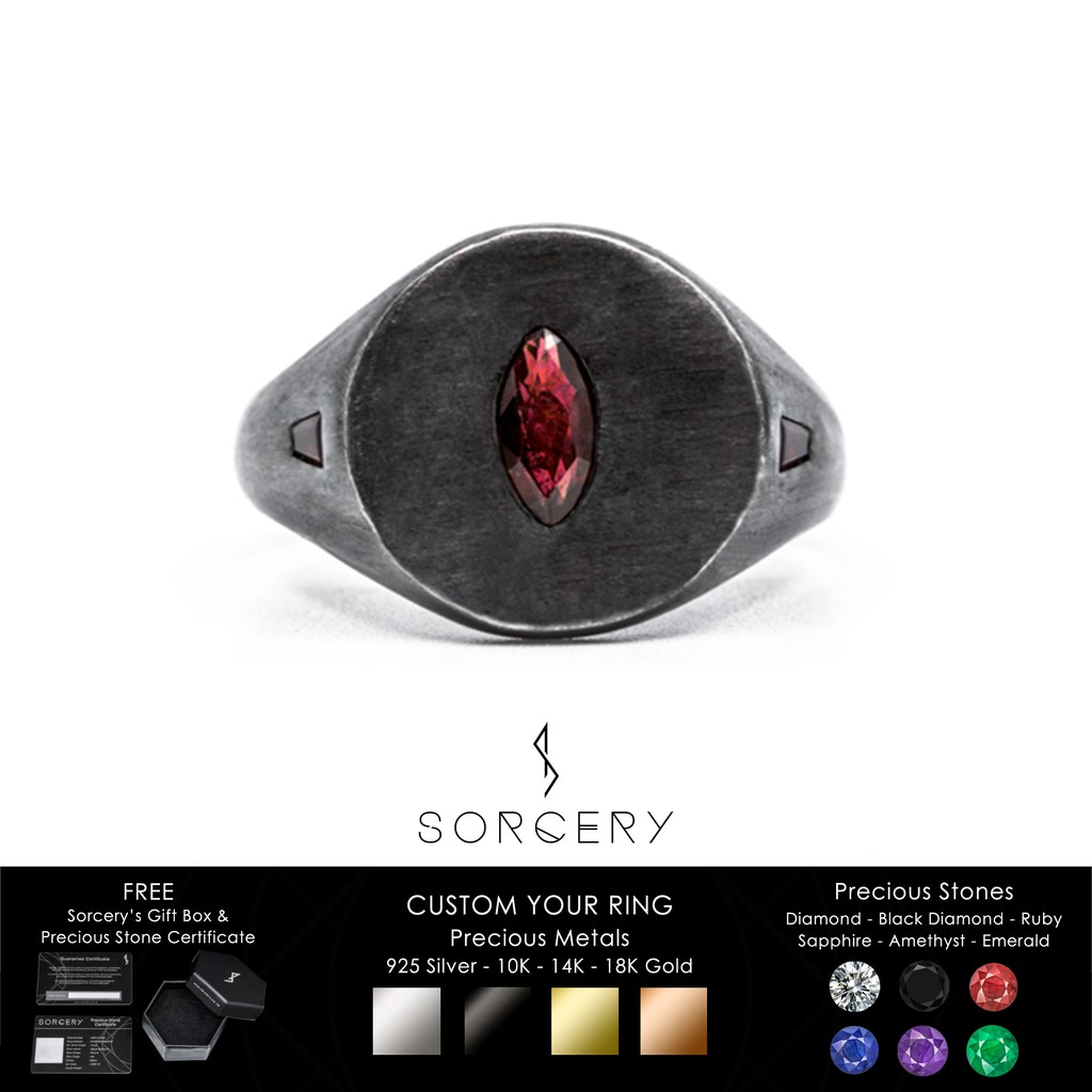 Jual SORCERY Ring OBV Cincin Emas Putih Hitam Permata Premium 18K Real ...