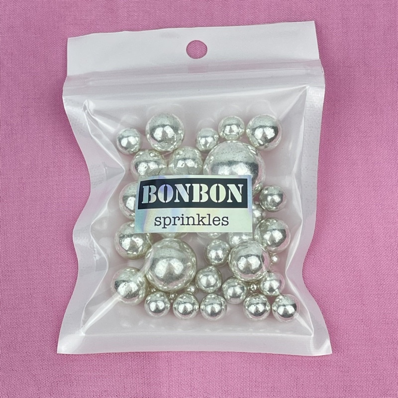 Jual Trimit Sprinkle mutiara metalic silver cake topper metallic bulat ...