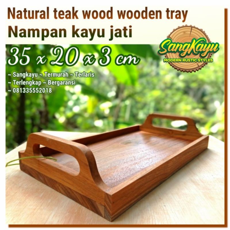 Jual Nampan kayu jati premium quality 35x20x3 teak wooden tray nampan ...