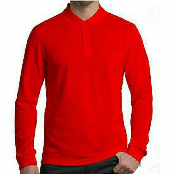 Jual KAOS POLO TANGAN PANJANG MERAH - POLO SHIRT - POLO POLOS MERAH ...