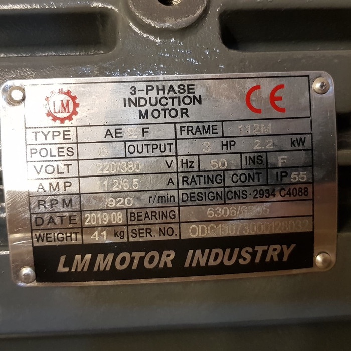 Jual 3 PHASE INDUCTION MOTOR / DINAMO MOTOR LIMING LM TYPE AEEF 6 POLES ...