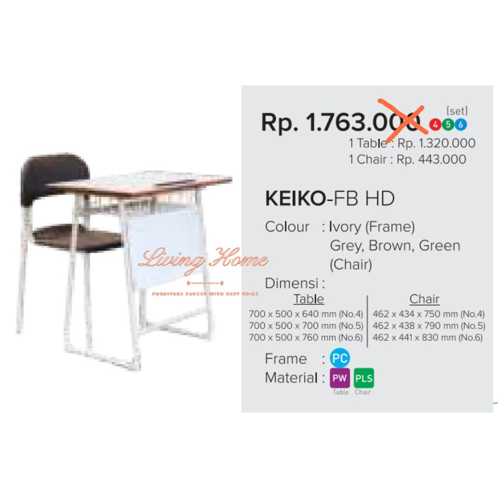 Jual Kursi Lipat Chitose Keiko FB HD School Table Chair Bangku Susun ...