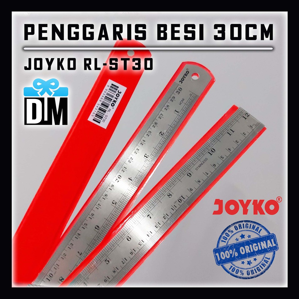Jual Penggaris Besi Stainless 30cm Original Joyko Tebal Akurat Mistar Sigmat Jidar Senggat Ruler ...