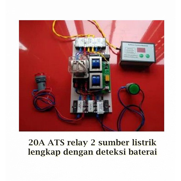 Jual rate 20A ATS relay 2 sumber listrik lengkap dengan deteksi baterai ...