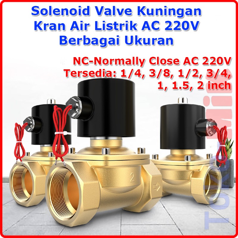 Jual Selenoid Solenoid Valve Kuningan Brass AC 220V NC Kran Air Listrik | Shopee Indonesia