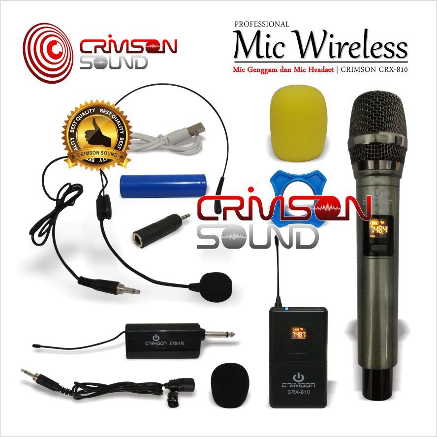 Jual MIC WIRELESS UHF CRIMSON CRX-810 MIC GENGGAM DAN HEADSET CLIP ON ...