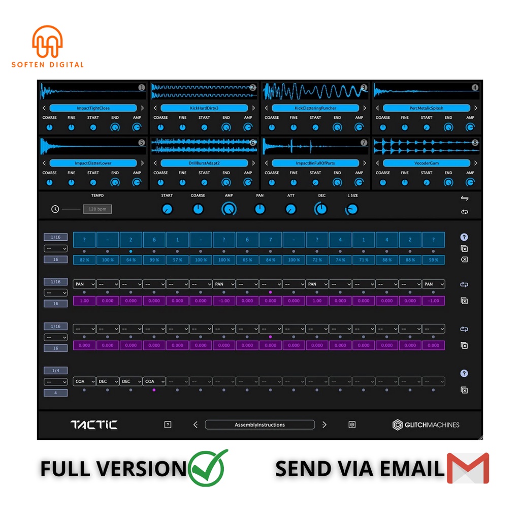 Jual Glitchmachines TACTIC v1 VST Plugin percussive phrase generator ...