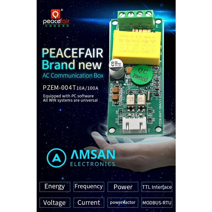 Jual TTL Modbus AC Power Energy Smart Meter Multi Ammeter PZEM-004T ...