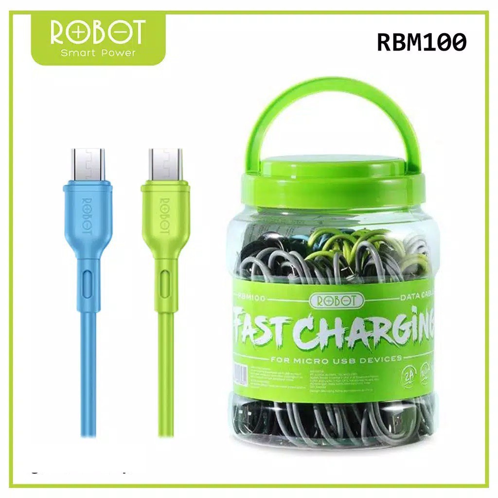 Jual Kabel Data ROBOT RBM 100 Micro USB 2A Fast Charging 100cm Kabel Data Murah | Shopee Indonesia