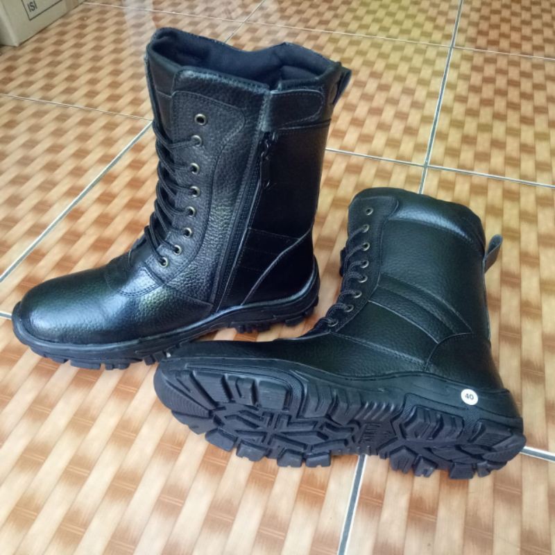 Jual Sepatu pdl tali resteng hitam TNI AU AD AL sintetis | Shopee Indonesia