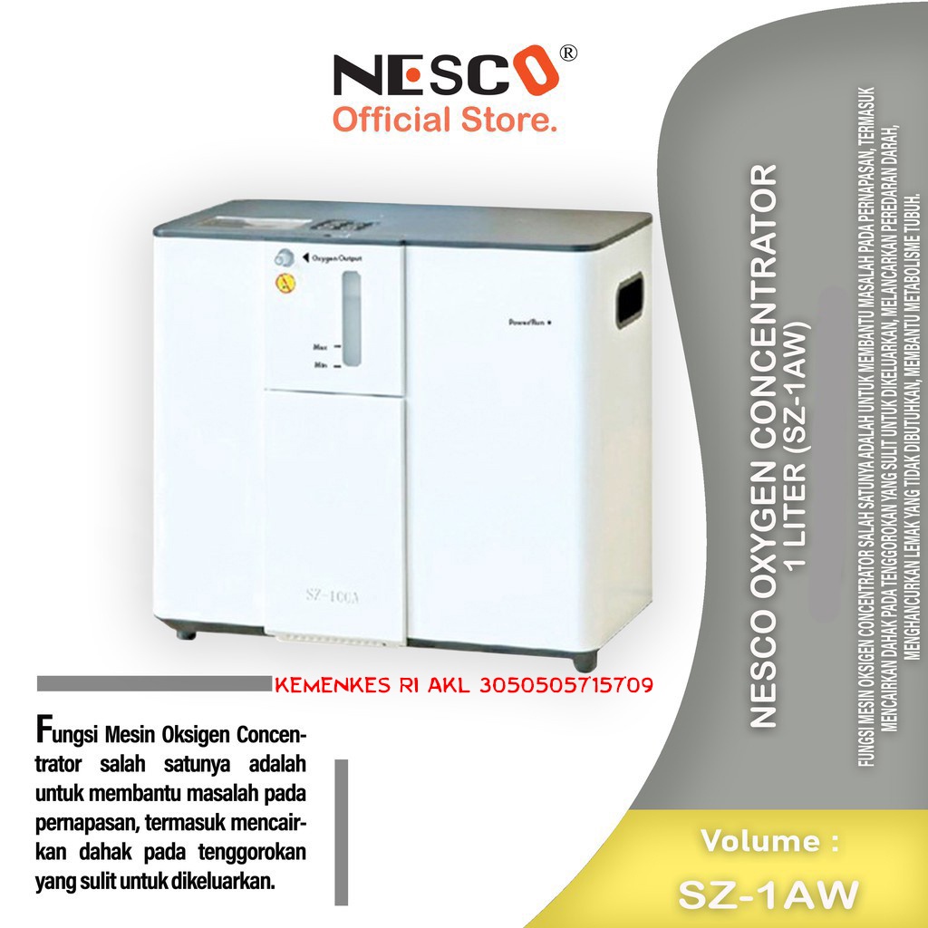 Jual Nesco Oxygen Concentrator - Oksigen Konsentrator 1LPM (SZ-1AW ...