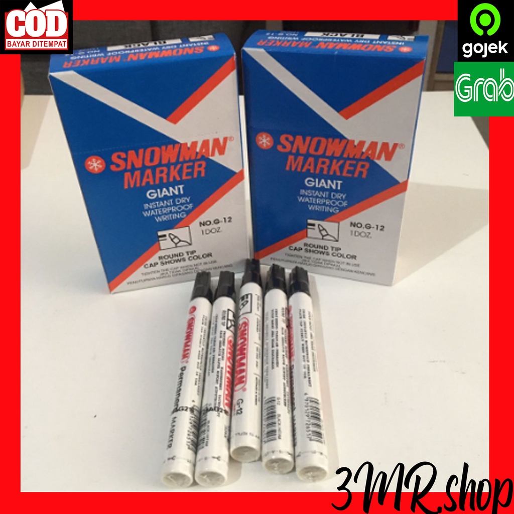 Jual Spidol Permanen / Spidol Snowman Permanen warna hitam ( 1Pcs ...