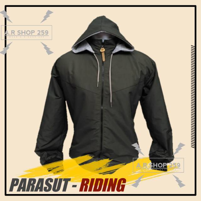 Jual JAKET PARASUT RIDING - JAKET WATERPROF dalam cotton fleece -yaman ...
