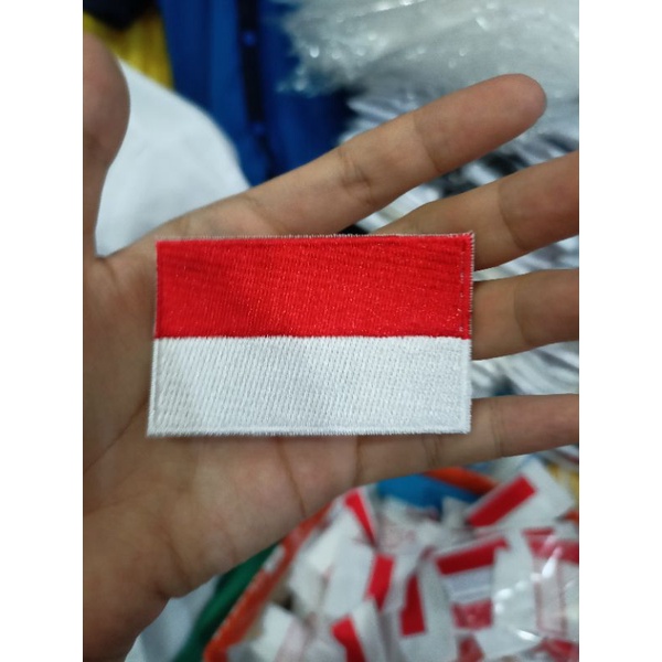 Jual bet merah putih / logo bordir merah putih / bedge bendera merah ...