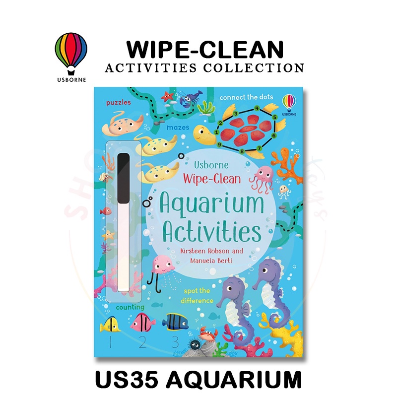 Jual INSTAN NEW Usborne Wipe Clean Activity Books Set With Marker Pen ...