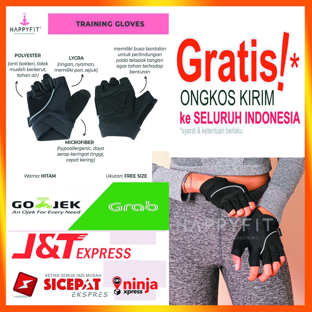 Jual SARUNG TANGAN FITNESS / SARUNG TANGAN GYM / FITNESS GLOVE / TRAINING GLOVES HAPPYFIT ...