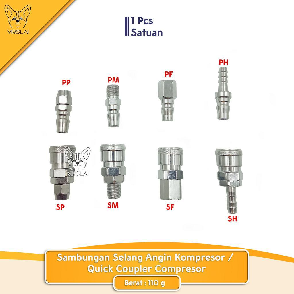 Jual [1 SET] Sambungan Selang Angin Kompresor / Quick Coupler Compresor ...