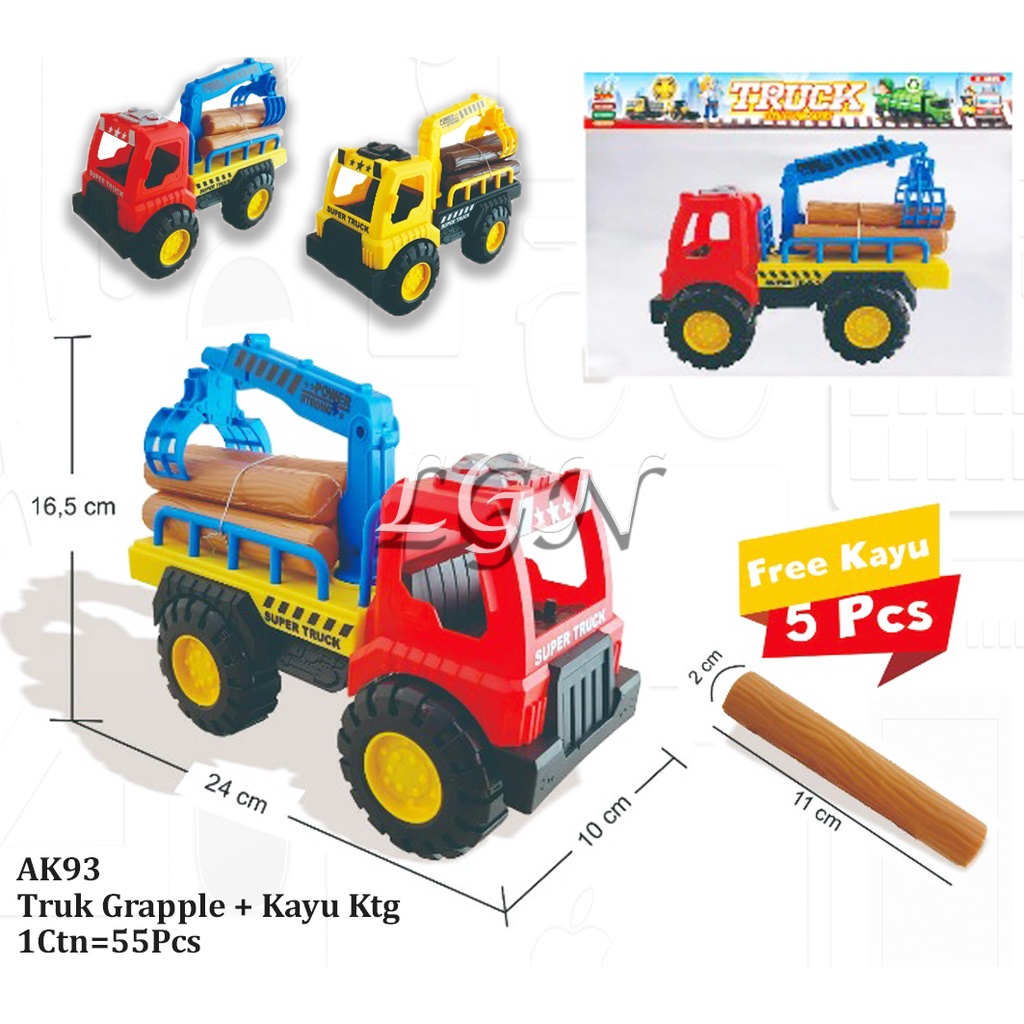 Jual mainan anak truk konstruksi logging kayu / truk angkat kayu AK93 ...