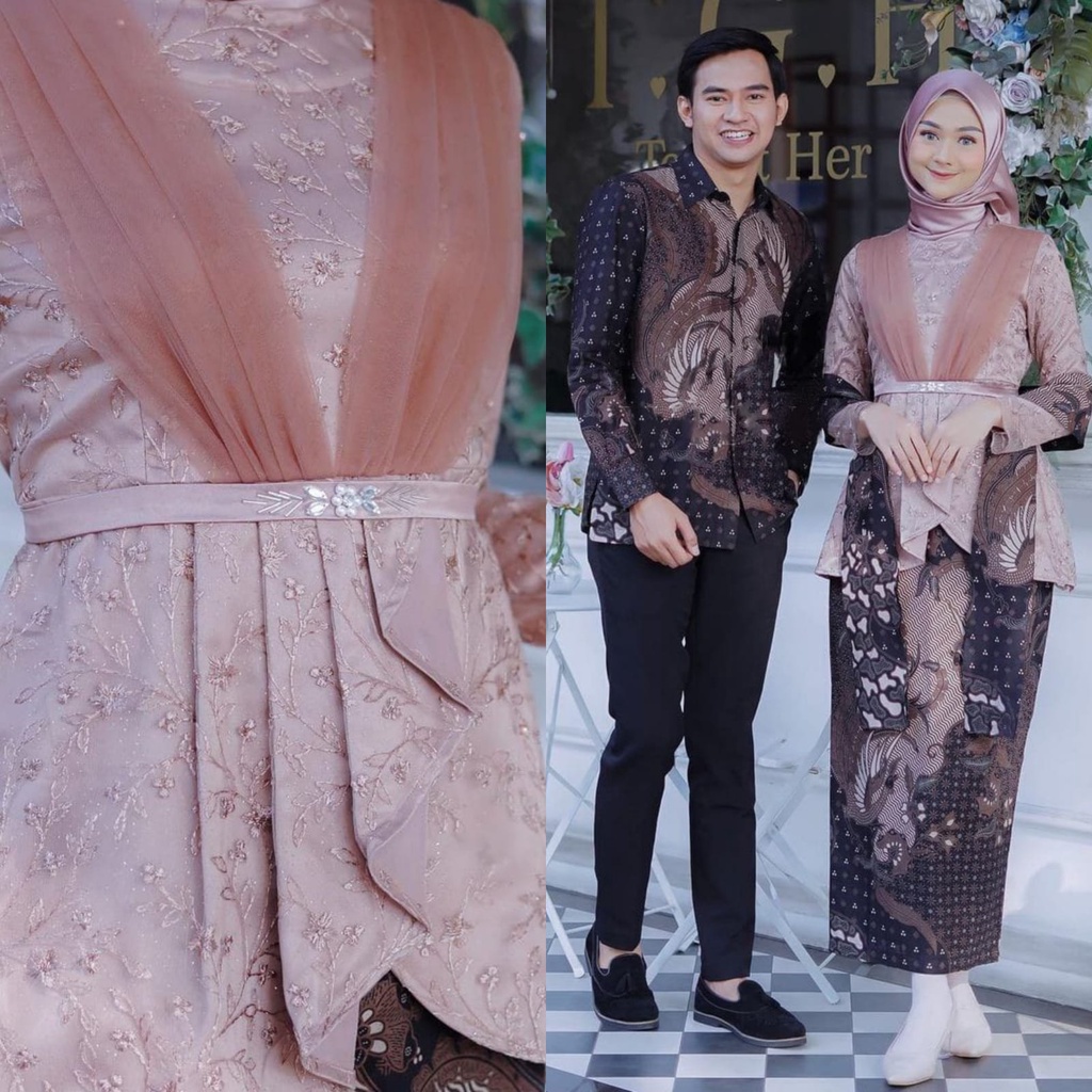 Jual [BISA COD] BATIK COUPLE AVEENA BROWN KEBAYA COUPLE TERBARU BROKAT mix BATIK KATUN MODERN ...