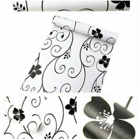 Jual GARUT -WALLPAPER DINDING ukuran 45 cm x 10 M Motif ULIR HITAM ...