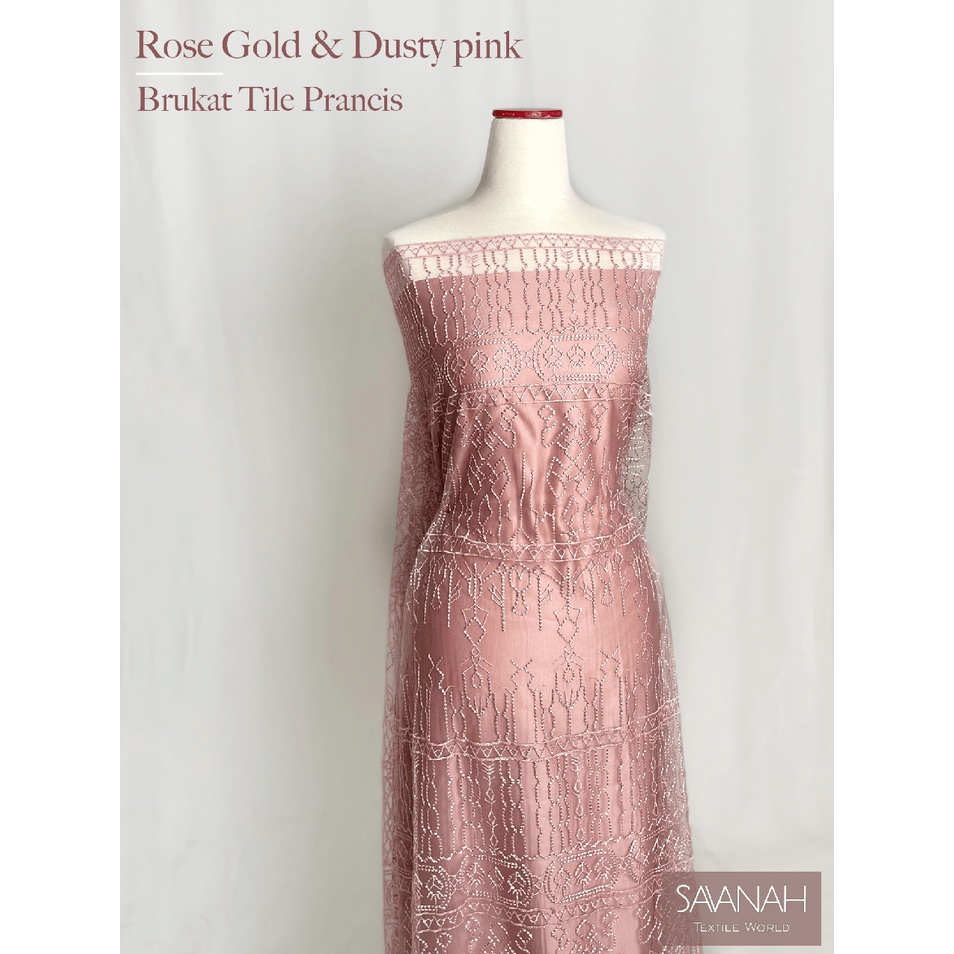 Jual 1/2 meter Bahan Kain Brokat / Brukat Warna Rose Gold | Shopee ...