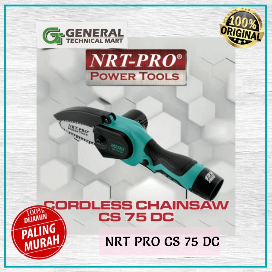 Jual Mesin Mini Chainsaw Cordless 4 Inch NRT PRO CS 75 DC 12V | Shopee ...