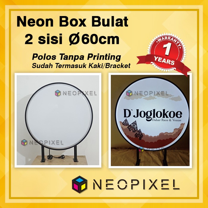 Jual Neon Box Diameter 60 CM 2 Sisi Neon Box Bulat Tanpa Print Polos ...