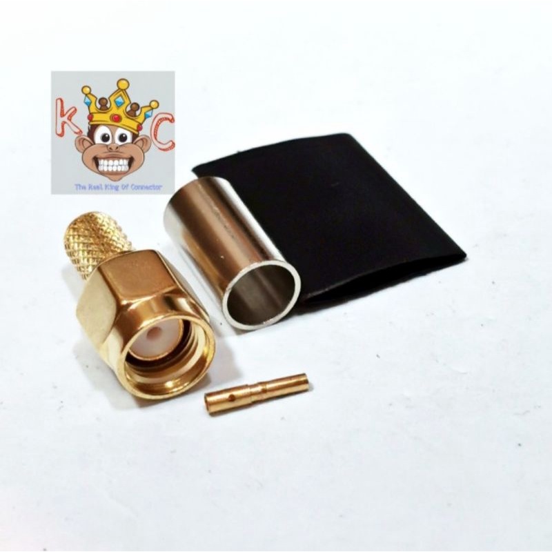 Jual KONEKTOR RP SMA MALE TO RG58 RG142 GOLD DENGAN NICKLE RING | Shopee Indonesia