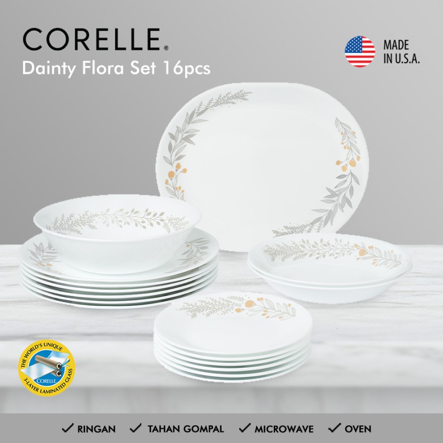 Jual CORELLE Silver Crown Dinner Set 16pcs | Shopee Indonesia