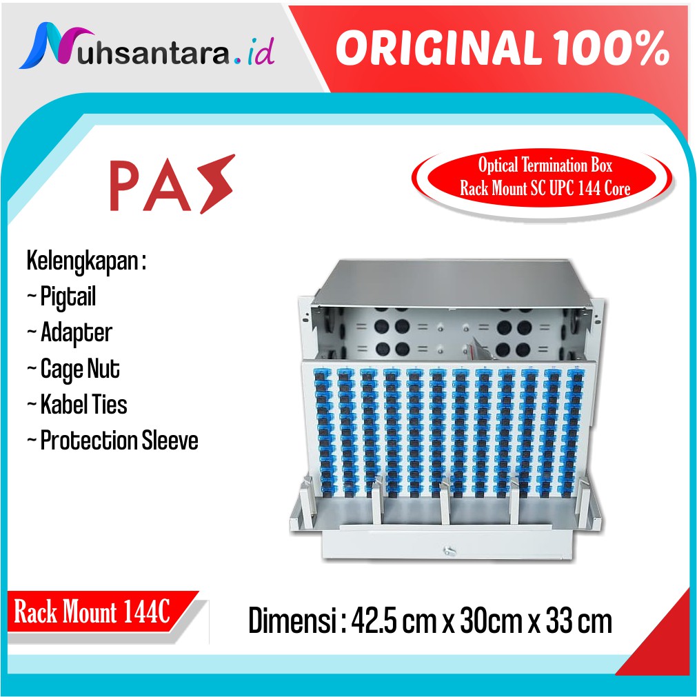 Jual [𝐎𝐑𝐈𝐆𝐈𝐍𝐀𝐋] OTB 144 Core SC UPC PAZ Rackmount Fiber Optic Box ...
