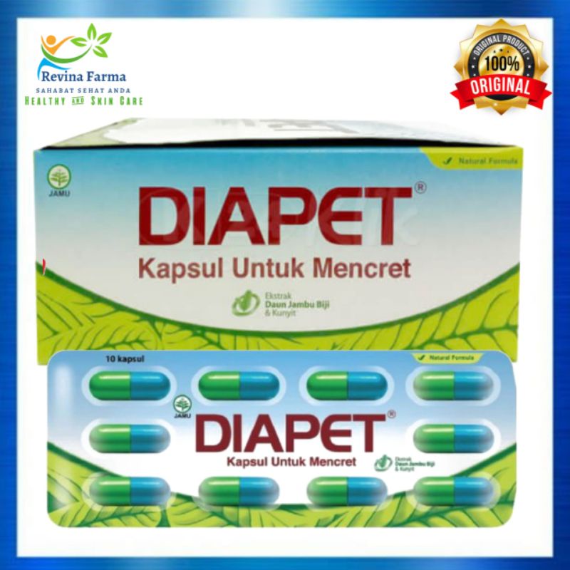 Jual Diapet 1 Strip isi 10 Kapsul, Obat Diare, Obat Herbal frekuensi buang Air Besar, Diapet NR ...