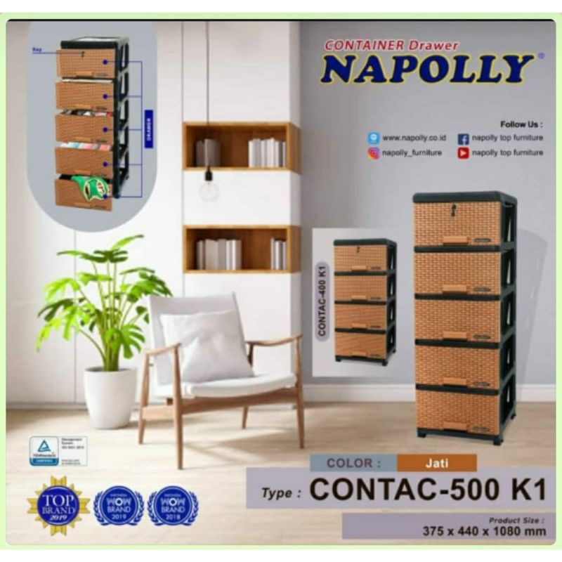 Jual NAPOLLY CONTAINER ROTAN 5SUSUN CONTAC-500K1 JK1 | Shopee Indonesia