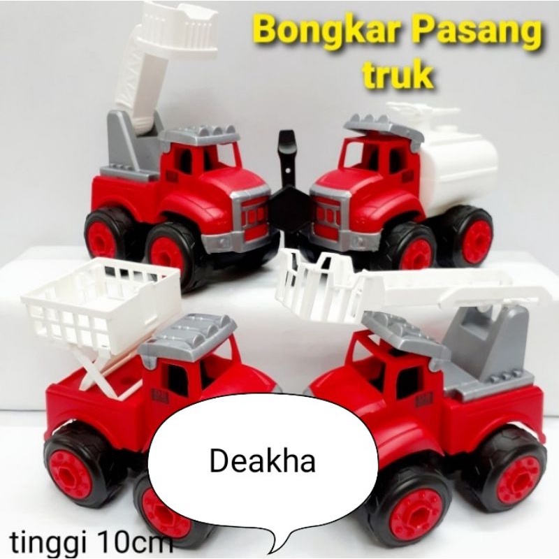 Jual mainan diy bongkar pasang kendaraan pemadam kebakaran isi 4 pcs ...