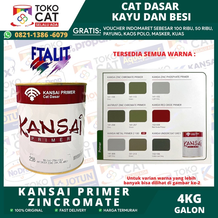 Jual CAT DASAR KAYU DAN BESI KANSAI ZINC CHROMATE GREY KODE 108 UKURAN ...