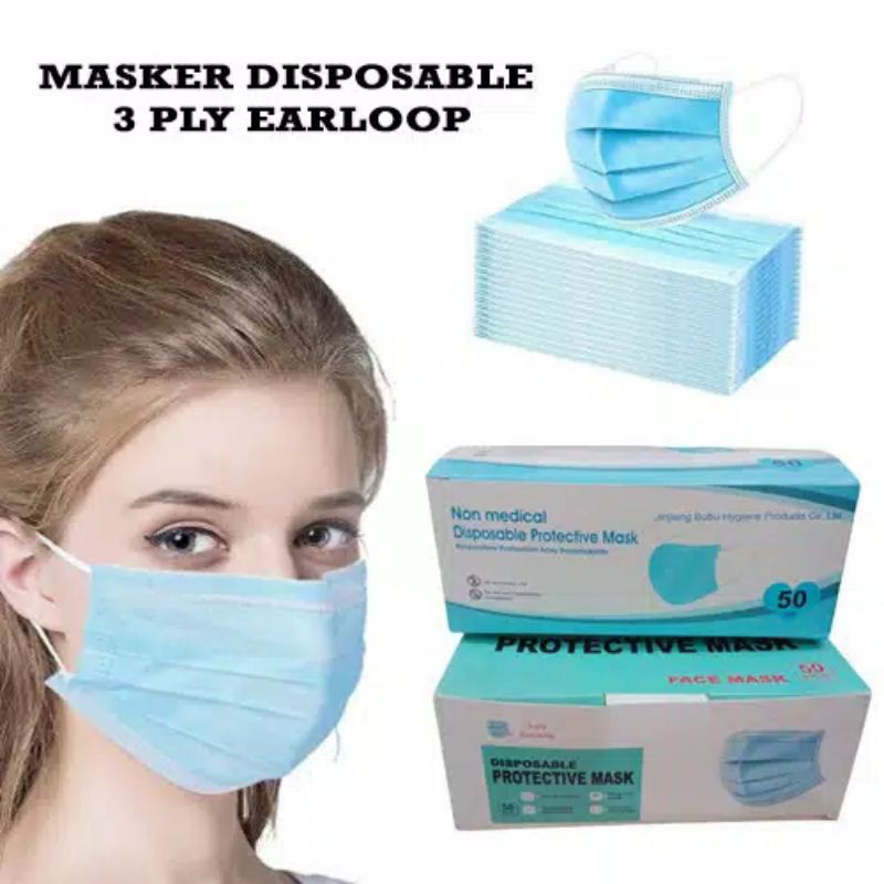 Jual MASKER DISPOSABLE 3 PLAY EARLOOP ( 1 PAK ISI 50 PCS ) | Shopee ...