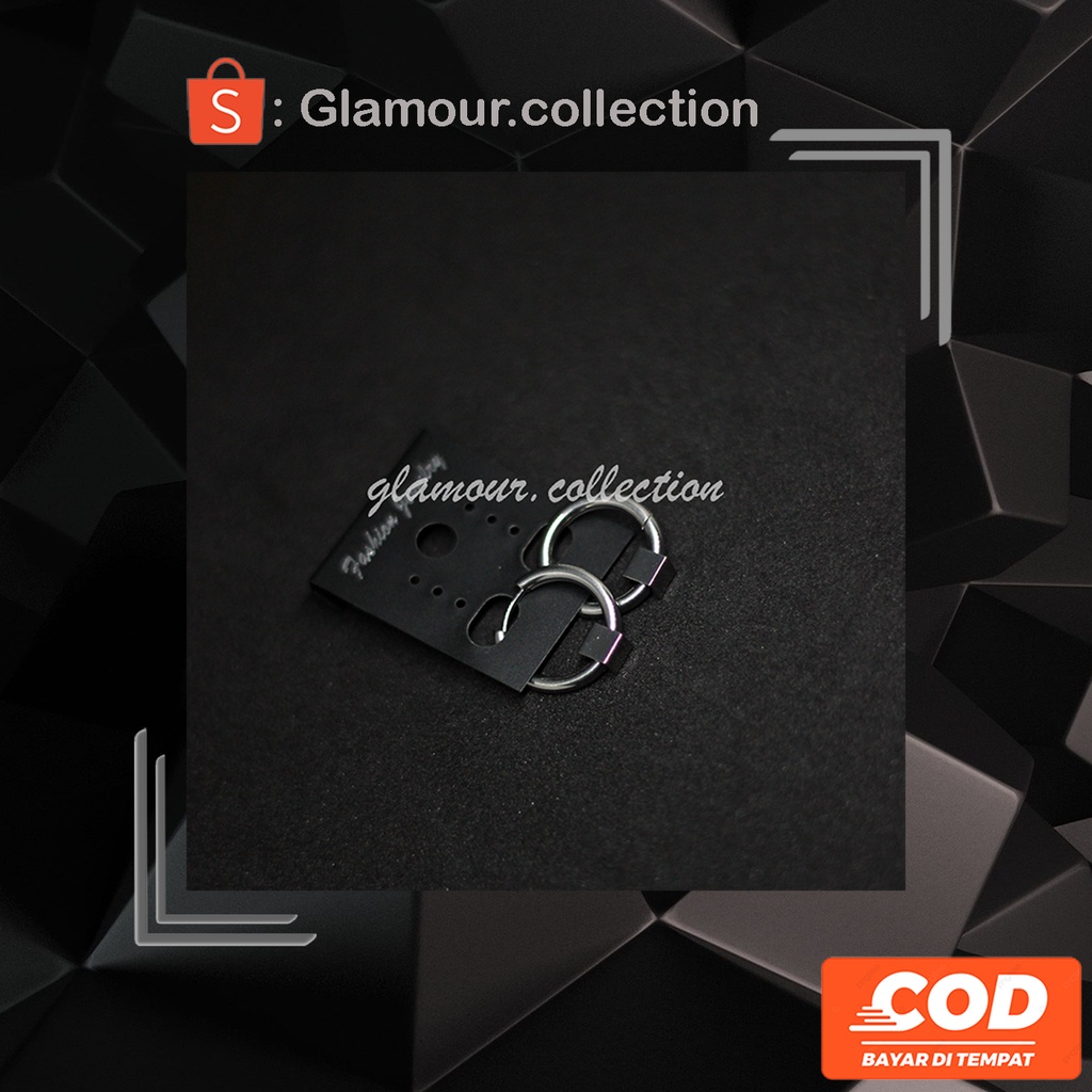 Jual Anting Tindik Telinga Pria Titanium Model Bulat/Ring Bandul Kotak ...