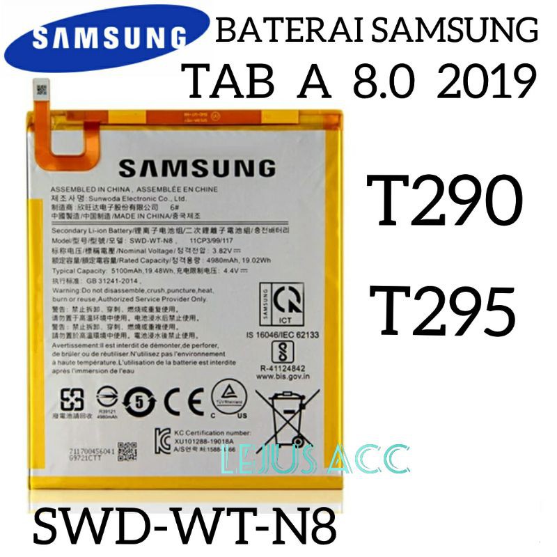 Jual Baterai Batre Battery samsung Galaxy Tab A 8.0 2019 T290 T295 SWD-WT-N8 original | Shopee ...