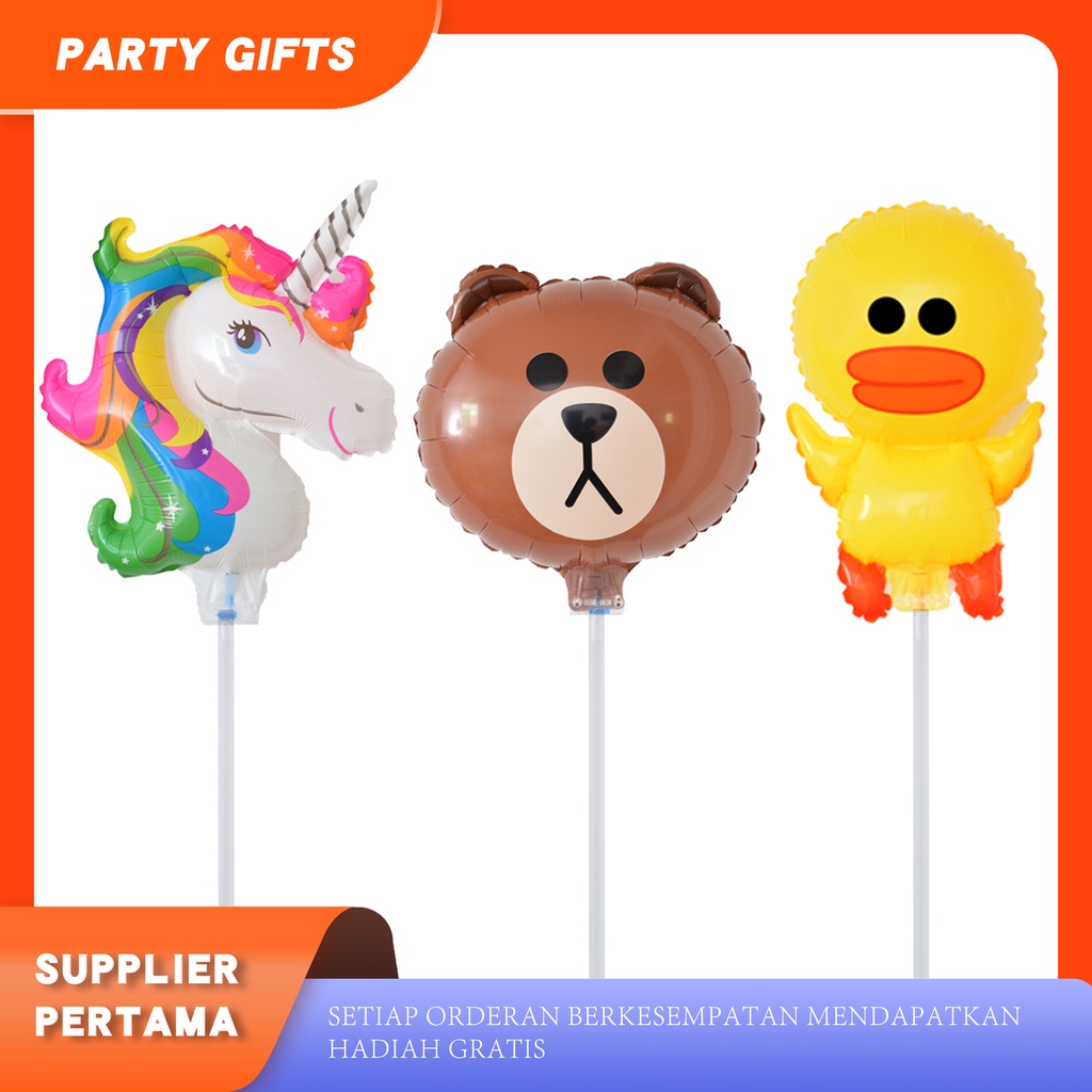 Jual PARTYGIFTS Balon Stik karakter Foil Stick Kartun Animal | Shopee ...