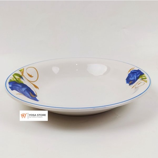 Jual Piring Makan Keramik Cekung Motif Mawar Biru 9 inch Merk HW - 1 Pc ...