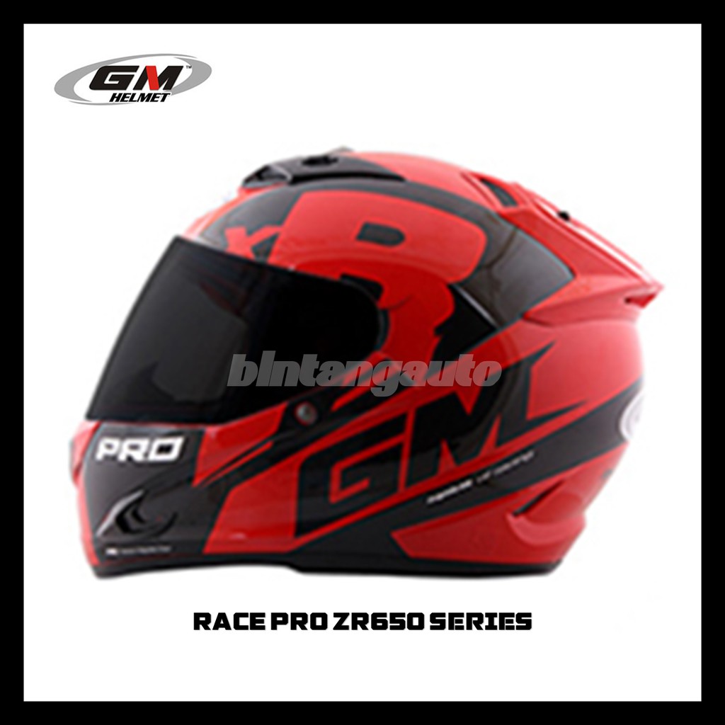 Jual HELM FULL FACE GM RACE PRO Z650 BLACK RED DARK SINGLE VISOR ...